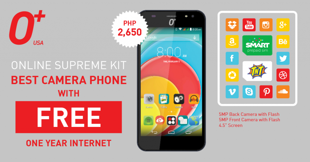 O+ Online Supreme Kit: Quad-core O+ Selfie Phone + 1 year internet for ...