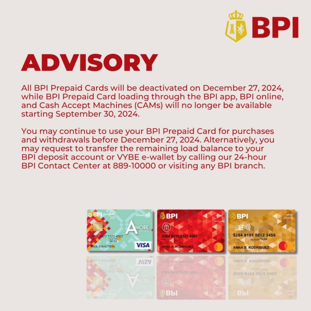 BPI Prepaid Cards to be deactivated by December 2024 | NoypiGeeks