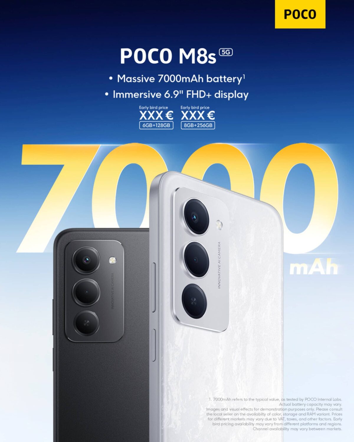 POCO M8s: 7,000mAh battery, Snapdragon 7s Gen 2 CPU, 6.7" 1.5K display ...